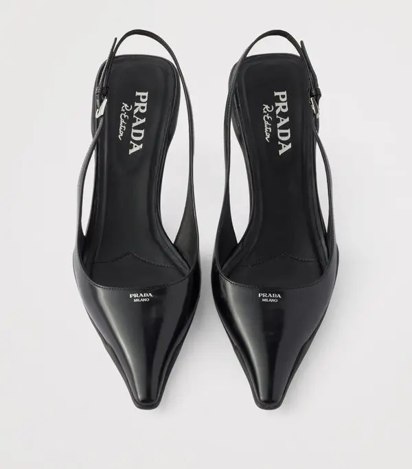 Prada Brushed Leather Slingback Pumps 55