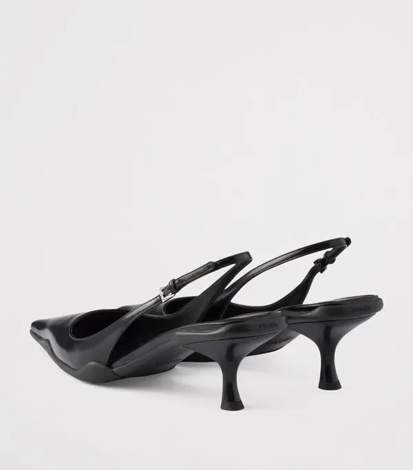 Prada Brushed Leather Slingback Pumps 55