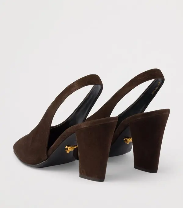 Prada Suede Leather Slingback Pumps 85 - Brown