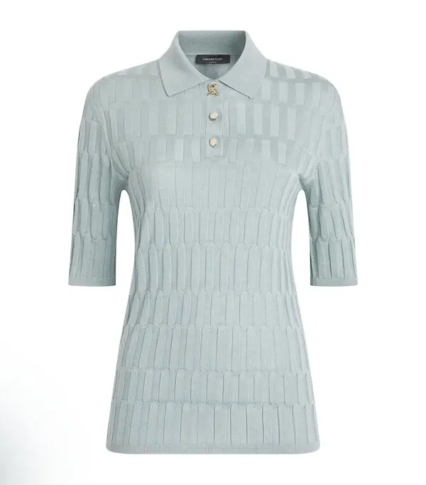 Fabiana Filippi Cashmere-silk Ribbed Polo Shirt - Green