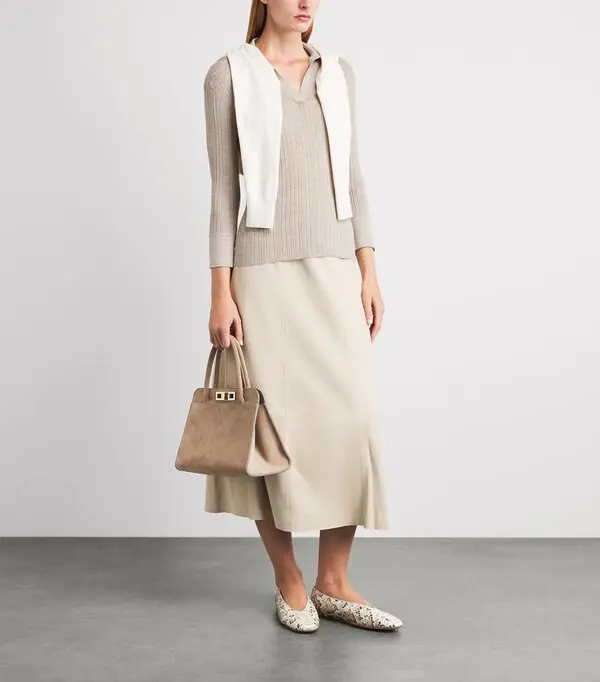 Agnona Cashmere-wool-silk Open-collar Polo Sweater