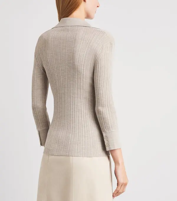 Agnona Cashmere-wool-silk Open-collar Polo Sweater