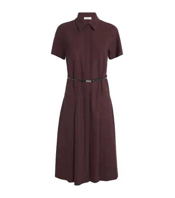 Lafayette 148 New York Stretch-wool Belted Midi Dress - Burgundy