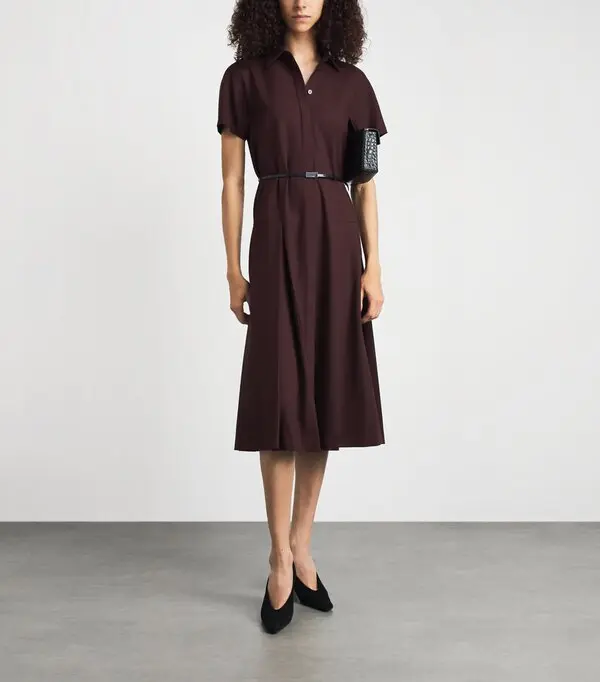 Lafayette 148 New York Stretch-wool Belted Midi Dress