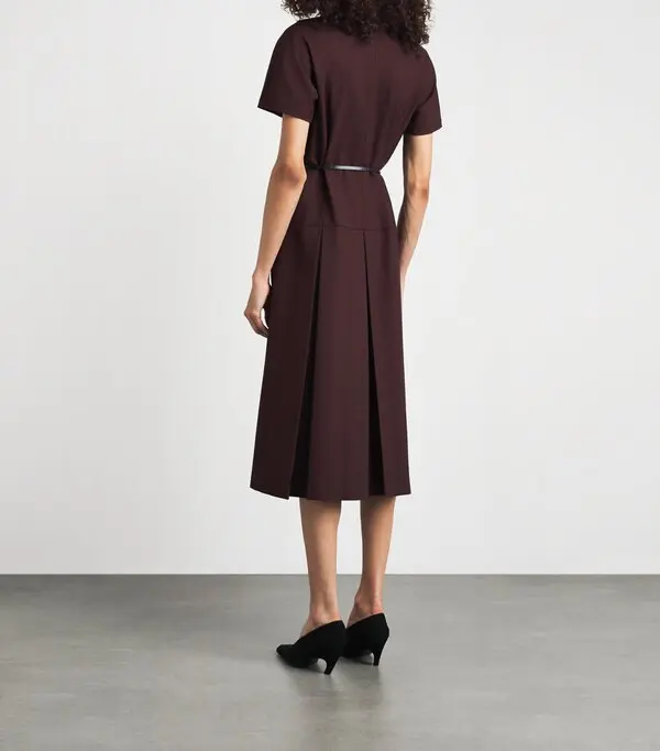 Lafayette 148 New York Stretch-wool Belted Midi Dress