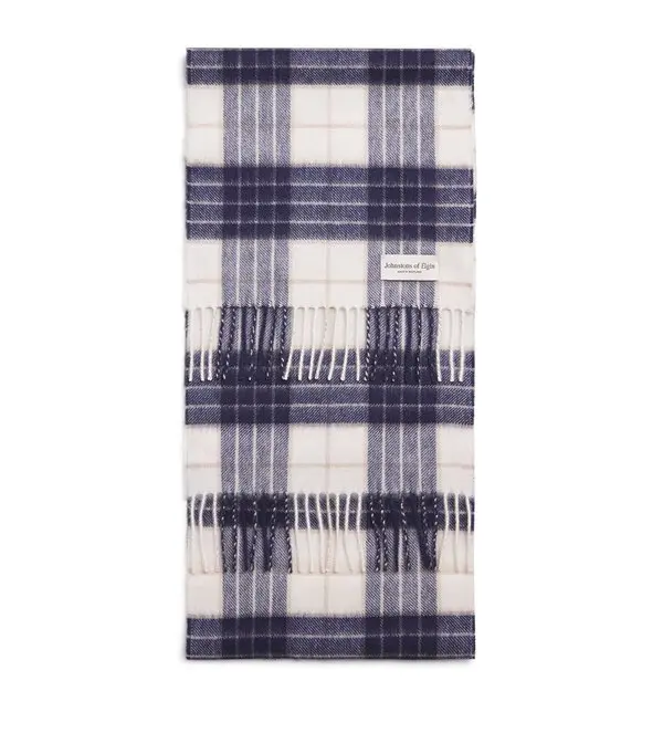 Johnstons Of Elgin Cashmere Tartan Scarf - White