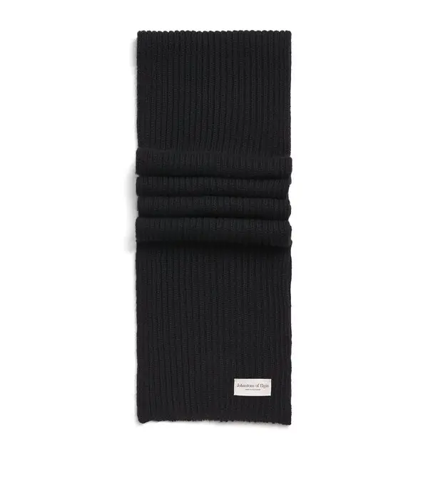 Johnstons Of Elgin Cashmere Lovat Ribbed Scarf - Black