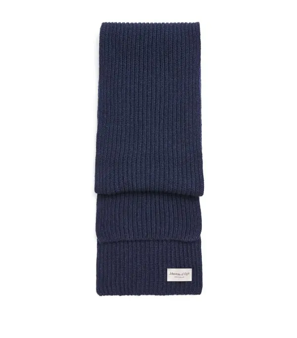 Johnstons Of Elgin Cashmere Lovat Ribbed Scarf - Navy