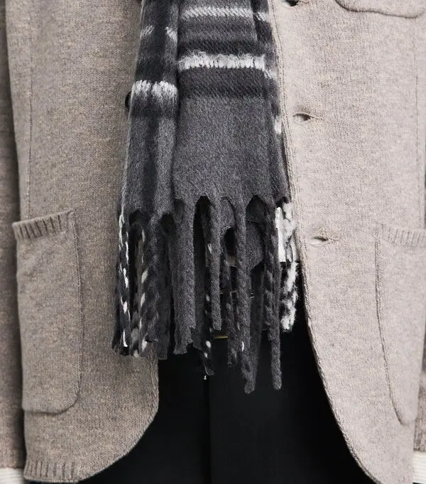 Johnstons Of Elgin Cashmere-silk Tartan Scarf - Grey