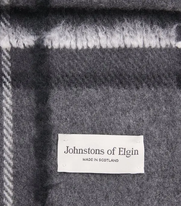Johnstons Of Elgin Cashmere-silk Tartan Scarf - Grey