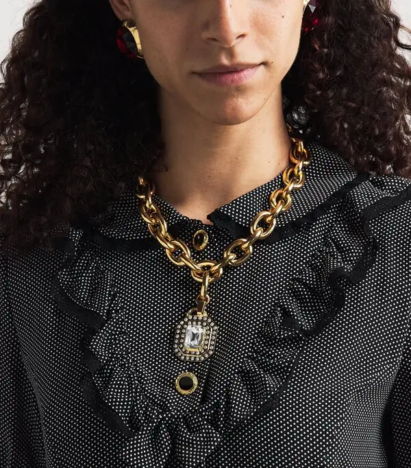 Alessandra Rich Crystal-embellished Pendant Necklace