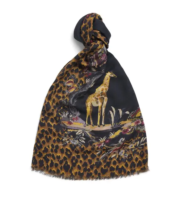 Etro Leopard And Paisley Print Scarf - Black