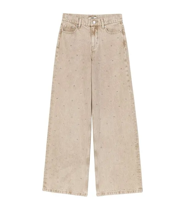 Maje Rhinestone-embellished Wide-leg Jeans - Beige