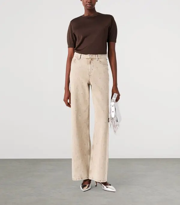 Maje Rhinestone-embellished Wide-leg Jeans
