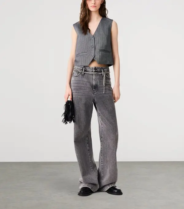 Maje Striped Rhinestone-embellished Waistcoat