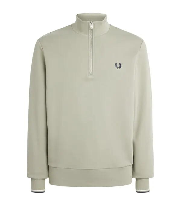 Fred Perry Cotton Half-zip Sweatshirt - Green