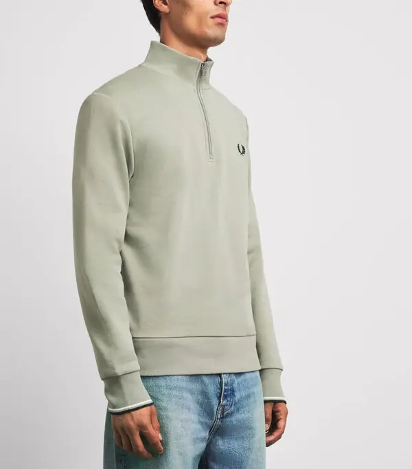 Fred Perry Cotton Half-zip Sweatshirt - Green