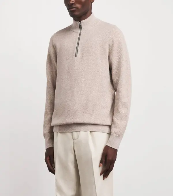 N.peal Cashmere Quarter-zip Temple Sweater