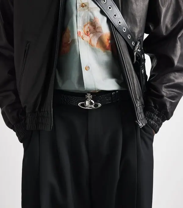 VIVIENNE WESTWOOD Croc-embossed Leather Orb Belt