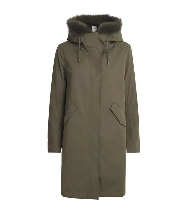 YVES SALOMON Down Fur-trim Technical Parka Coat - Green