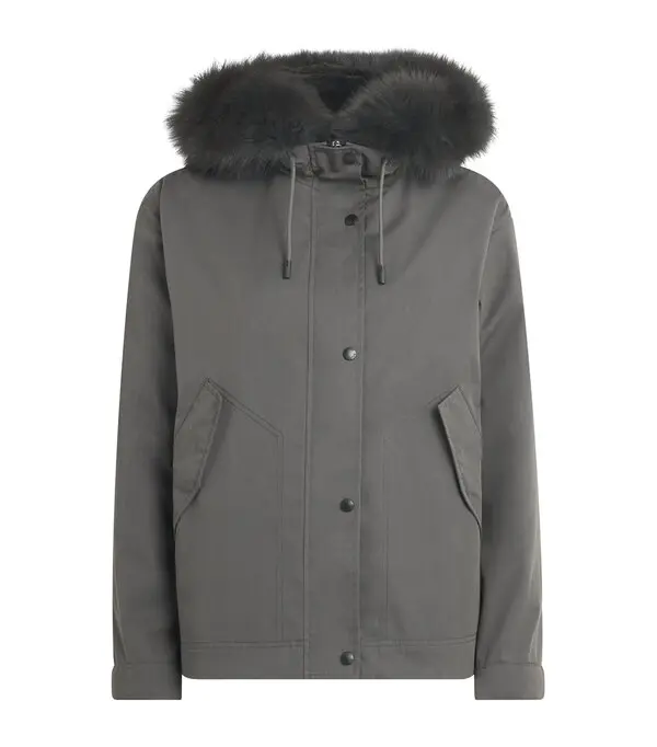 YVES SALOMON Down Fur-trim Technical Parka Coat - Beige