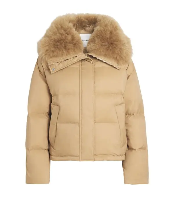 YVES SALOMON Down Technical Puffer Jacket - Beige