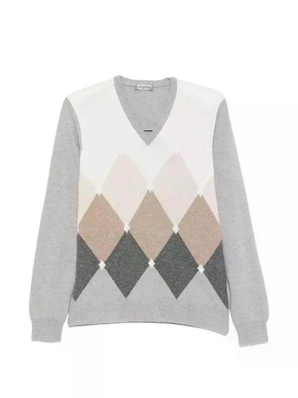 VENGERA Argyle-pattern V-neck Sweater