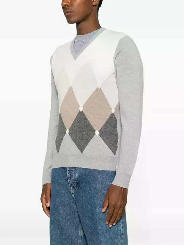 VENGERA Argyle-pattern V-neck Sweater