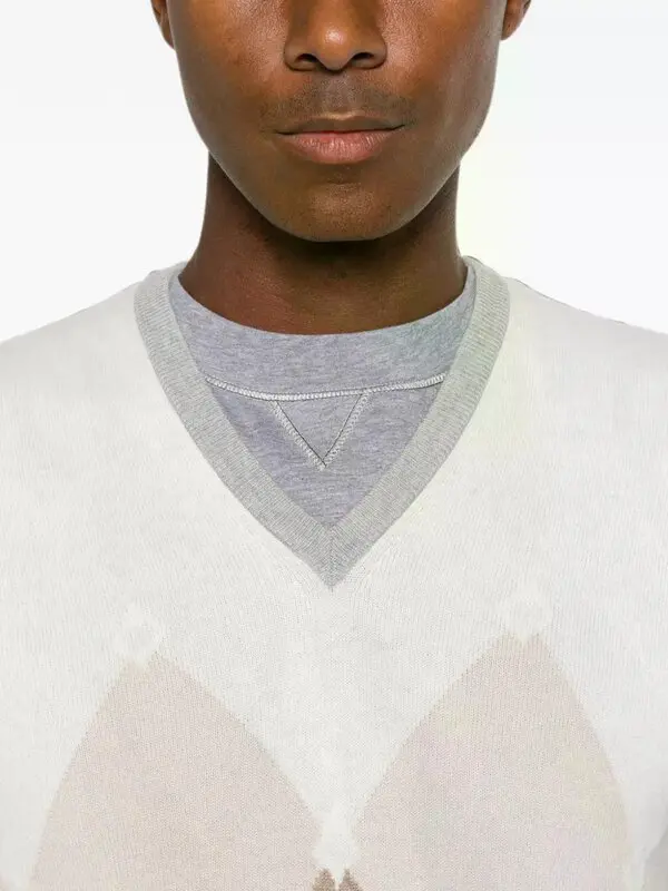 VENGERA Argyle-pattern V-neck Sweater