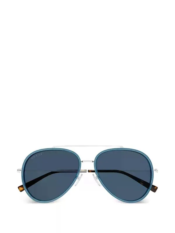 Gucci Tiny Gg Pilot-frame Sunglasses - Silver
