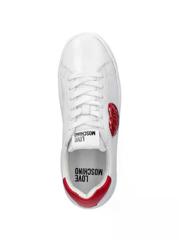 Moschino Heart-patch Lace-up Sneakers - White