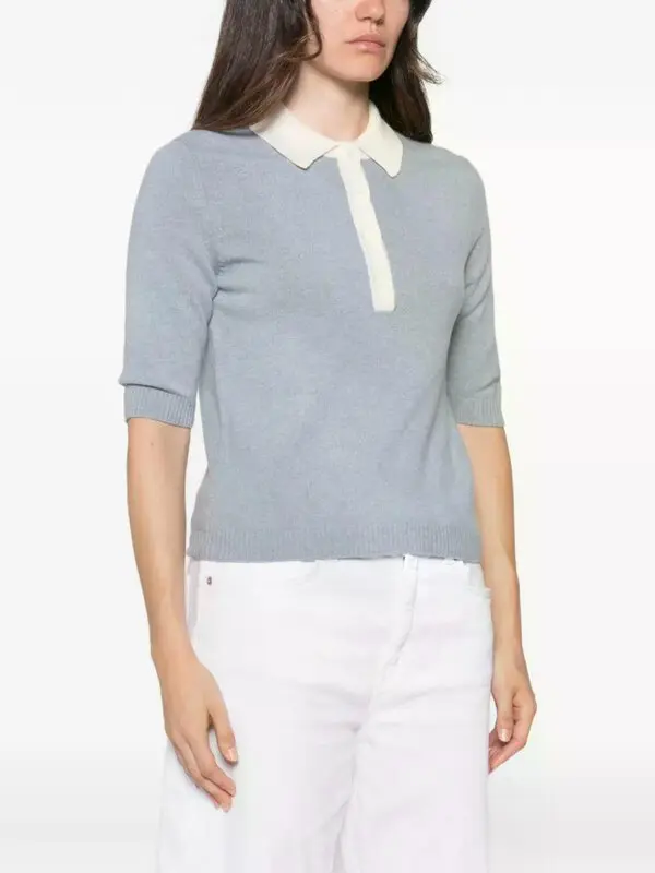 Eric Bompard Cashmere Two-tone Polo Top