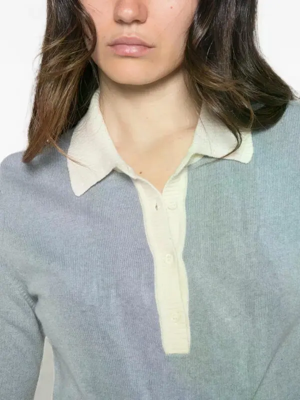 Eric Bompard Cashmere Two-tone Polo Top