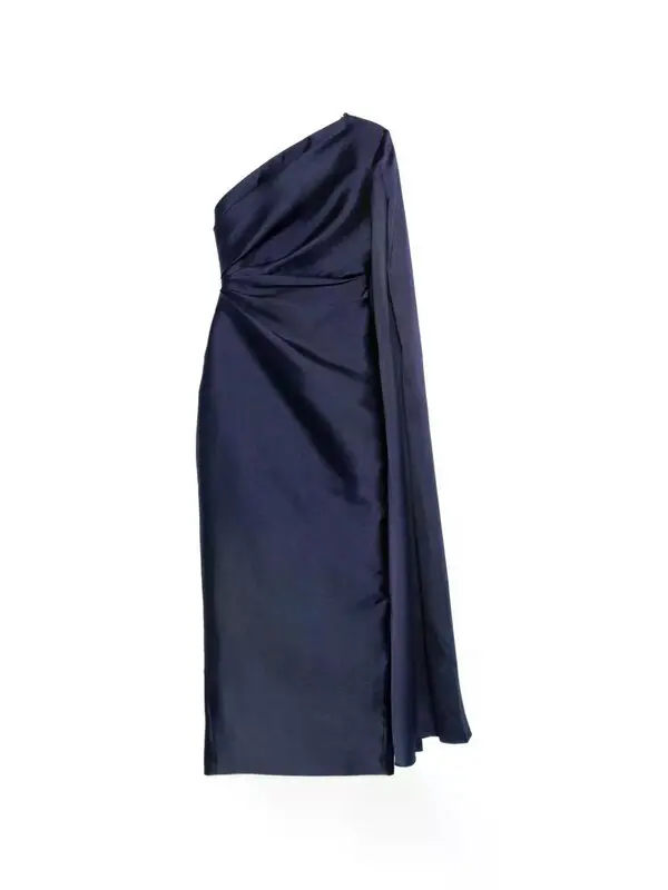 Solace London Veya One-shoulder Cape-detail Maxi Dress - Blue