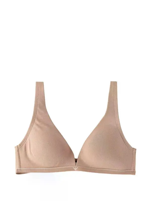 Emporio Armani Logo-embroidered Cotton Triangle Bra