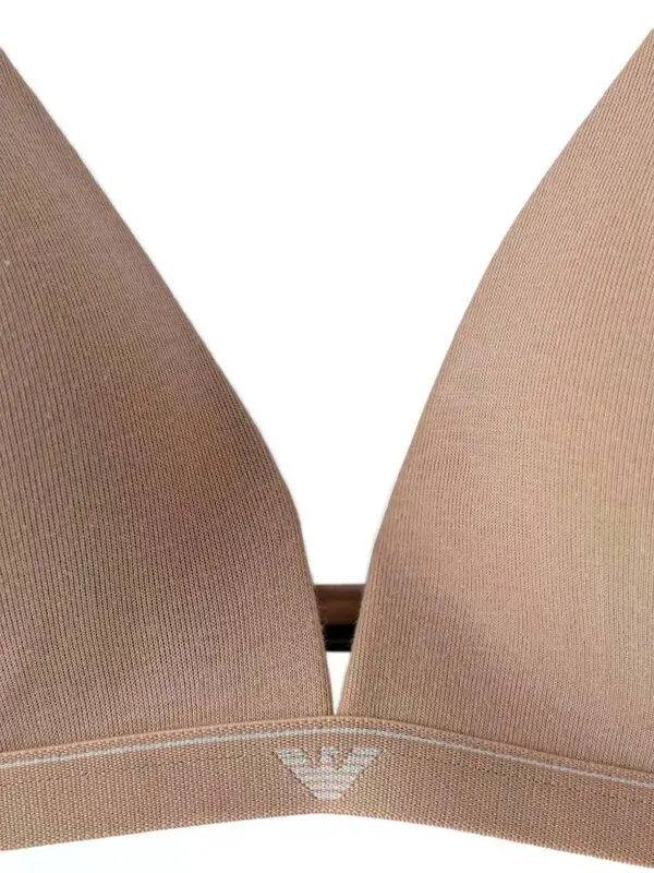 Emporio Armani Logo-embroidered Cotton Triangle Bra