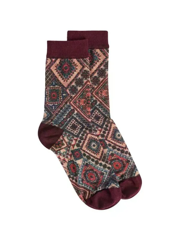 Momoni Nanami Printed Socks - Pink