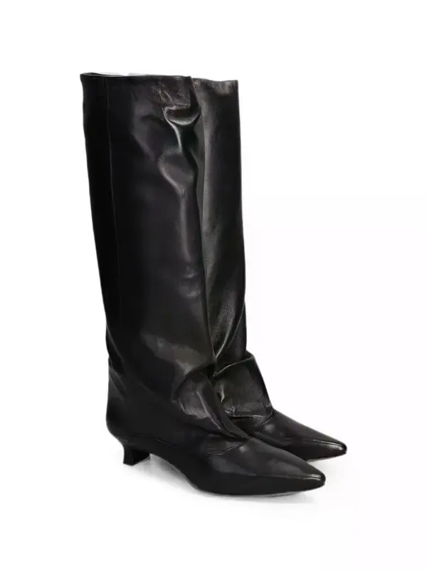 THE SELLER Pointed-toe Ruched High-knee Boots