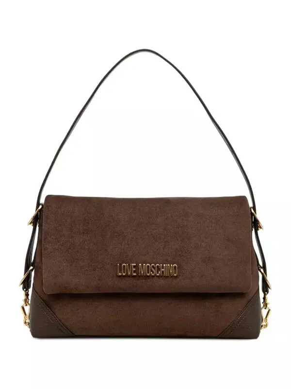 Moschino Logo-plaque Faux-suede Tote Bag - Brown