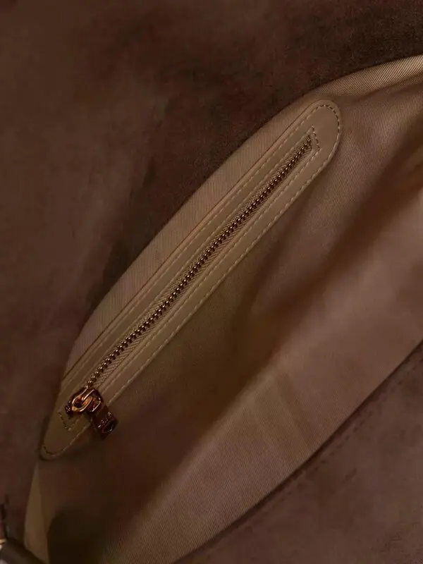 Moschino Logo Plaque Faux-suede Tote Bag