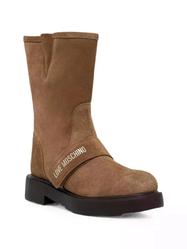 Moschino Logo-lettering Touch-strap Boots - Brown