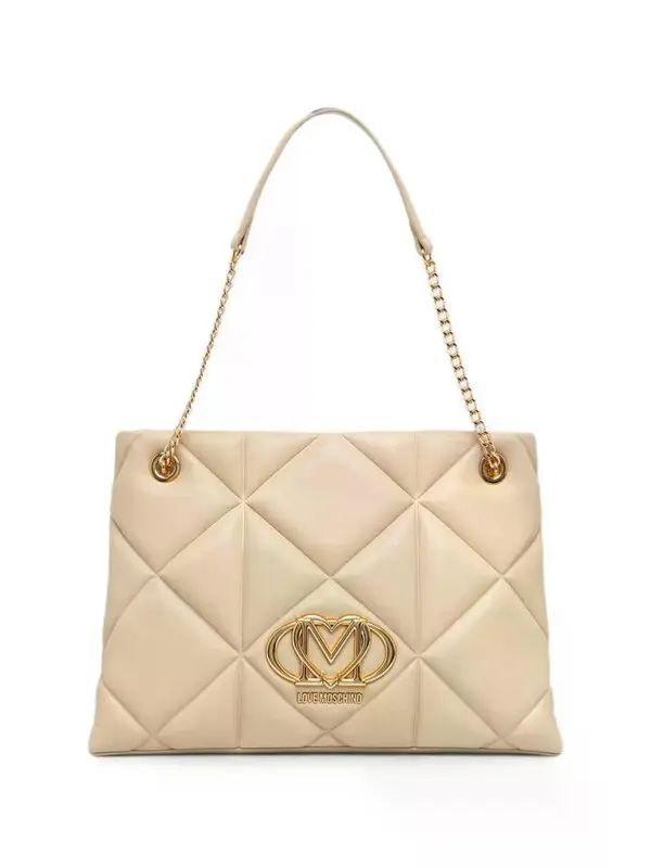 Moschino Quilted Logo-plaque Tote Bag - Neutrals