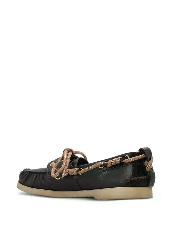 GOLDEN GOOSE Glossy Dark Leather Loafers With Hiking Cord Detail