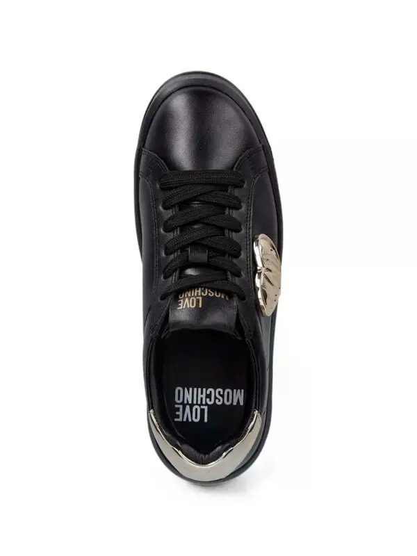 Moschino Heart Motif Logo Plaque Sneakers - Black