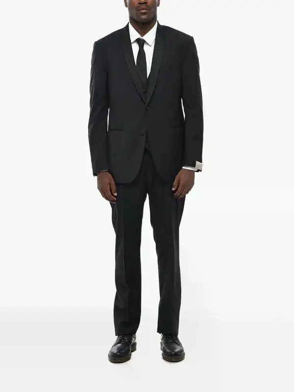 Corneliani Satin Shawl-lapel Three-piece Suit - Black