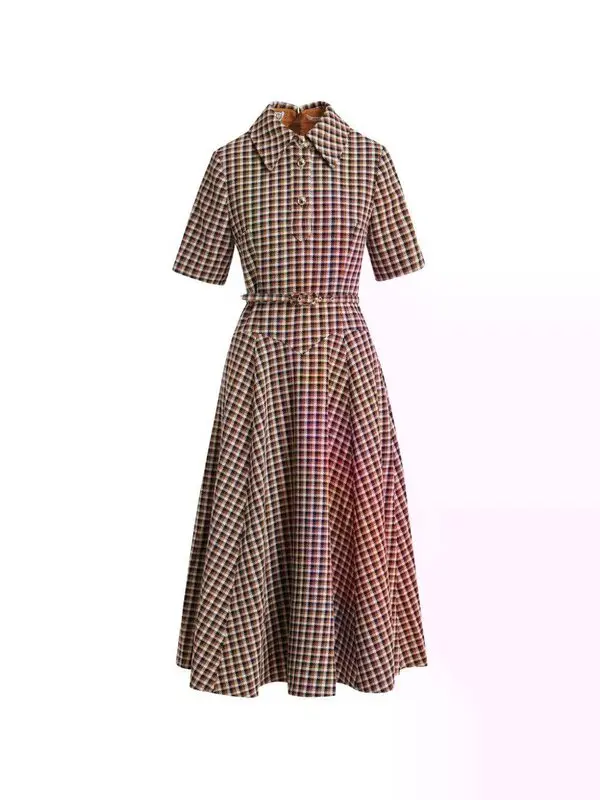 Essentiel Antwerp Belted Check-pattern Midi Dress