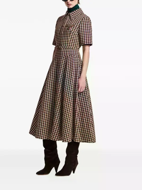 Essentiel Antwerp Belted Check-pattern Midi Dress