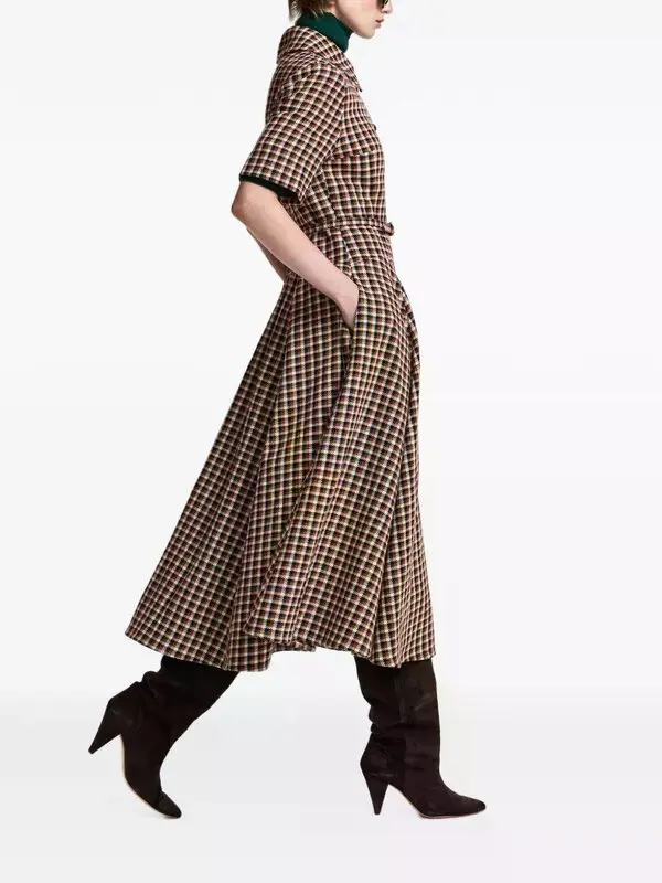 Essentiel Antwerp Belted Check-pattern Midi Dress