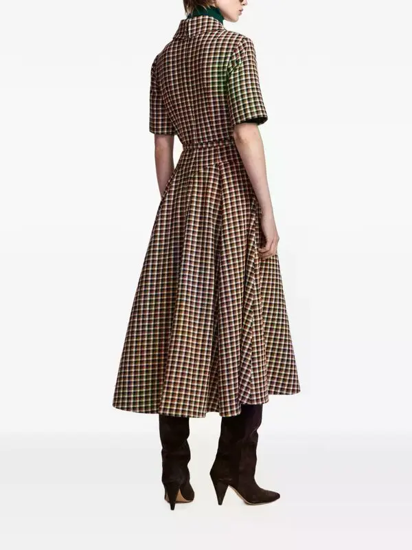 Essentiel Antwerp Belted Check-pattern Midi Dress