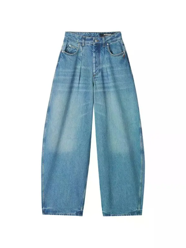 Jacquemus Pleated-detail Faded-effect Jeans